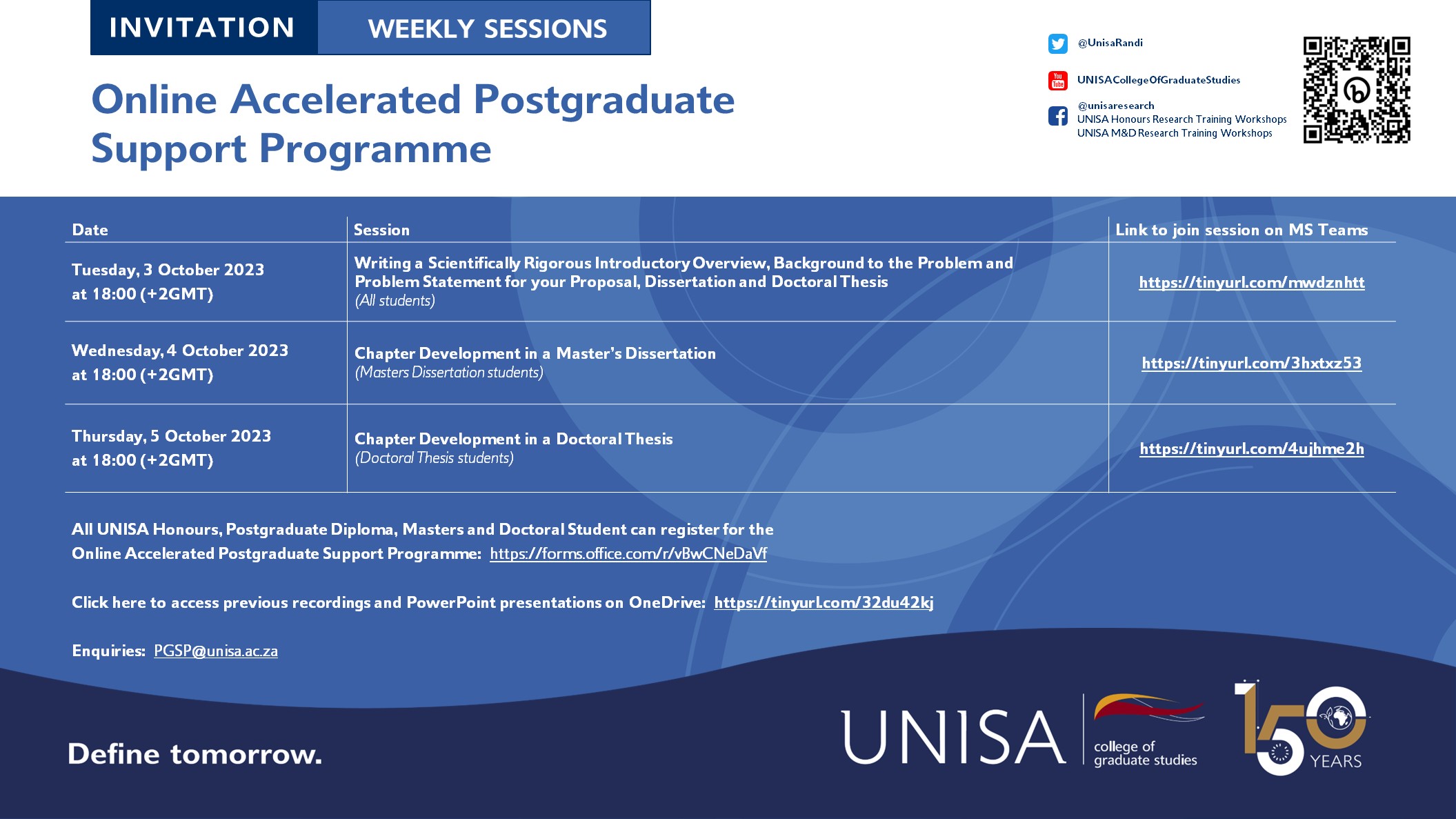 Online Accelerated Postgraduate Support Programme workshop: 'Chapter ...